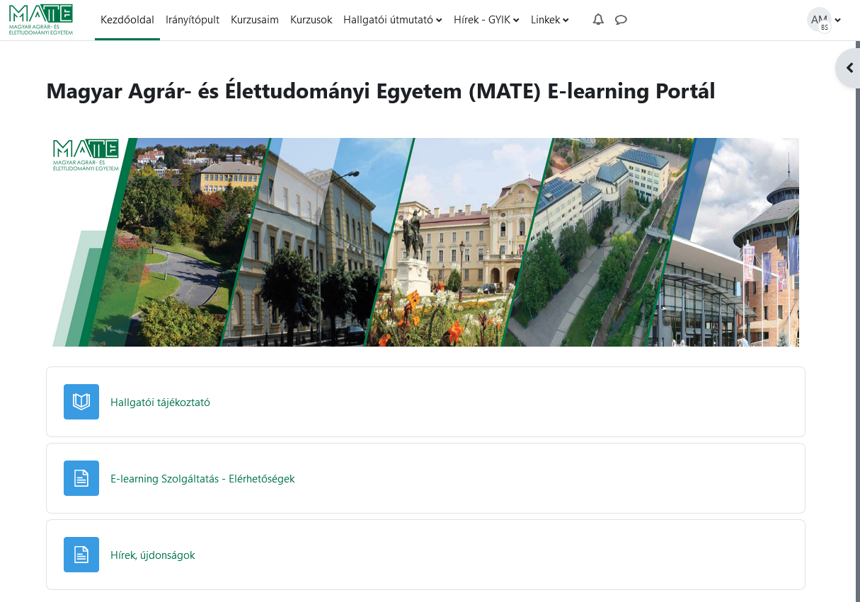 Hallgatói tájékoztató: Üdvözlet | E-learning
